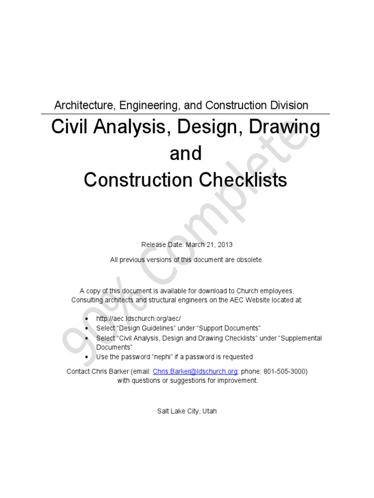 Civil Analysis Design Drawing and Construction Checklists | Download ...