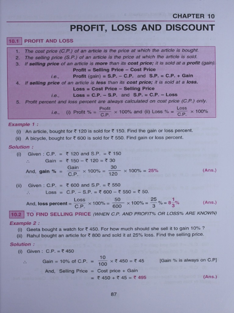 Chapter-10 Profit, Loss & Discount | PDF
