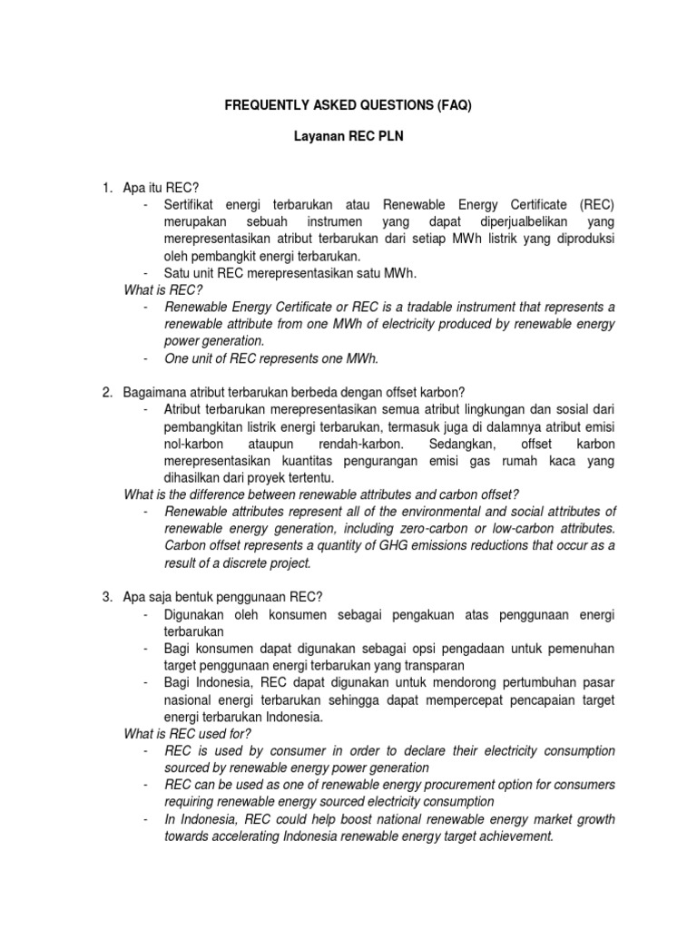 FAQ - Launching REC PLN - Published | PDF