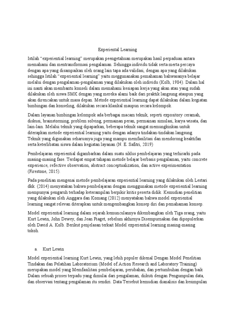 Metode Pembelajaran Experiential Learning | PDF | Karier & Perkembangan | Pengembangan Diri