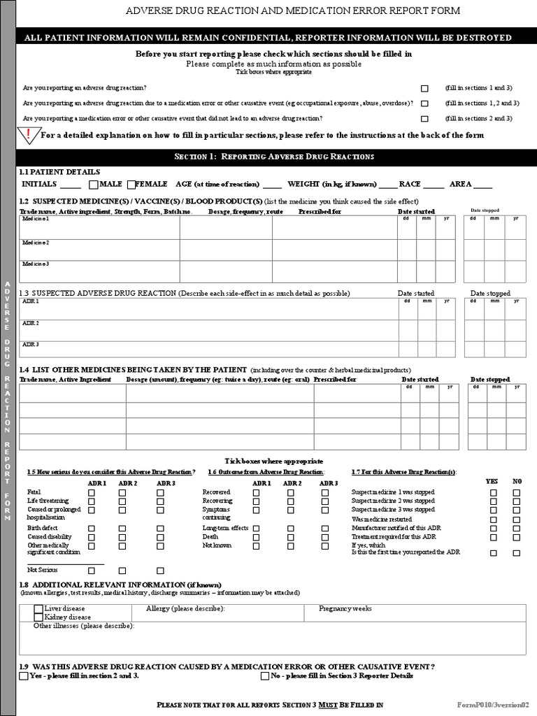 Please Complete As Much Information As Possible | PDF | Adverse Effect ...