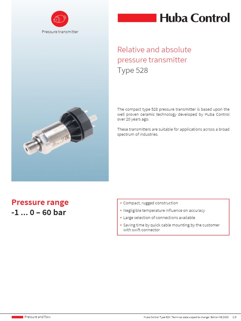 Relative and Absolute Pressure Transmitter: Type 528 | PDF | Electrical ...