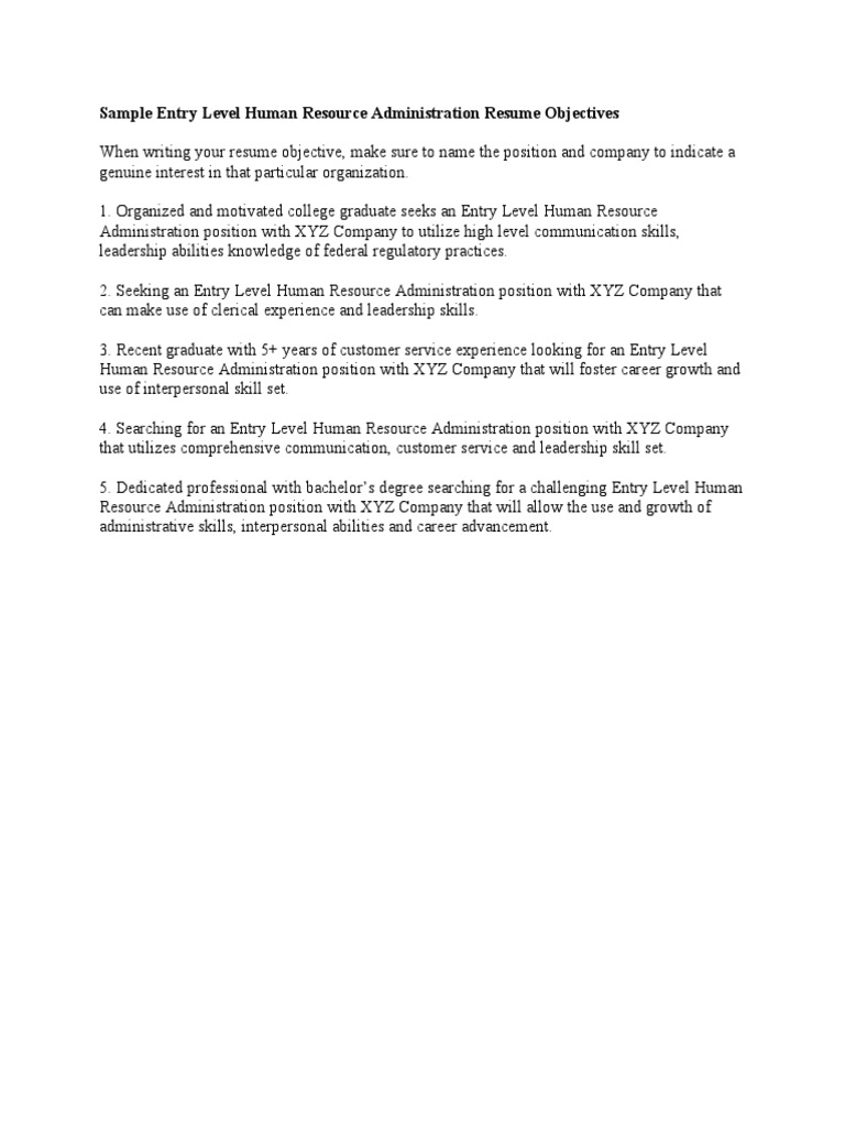 Career Objective For HR Resume | PDF