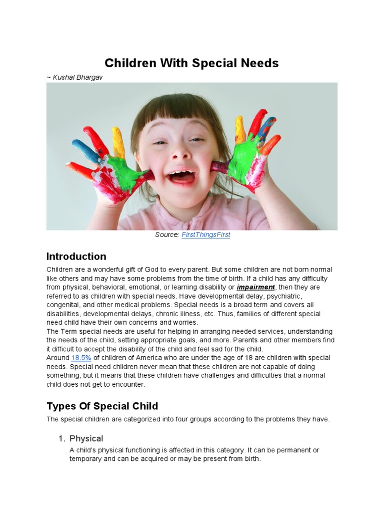 Children With Special Needs | PDF | Developmental Disabilities ...
