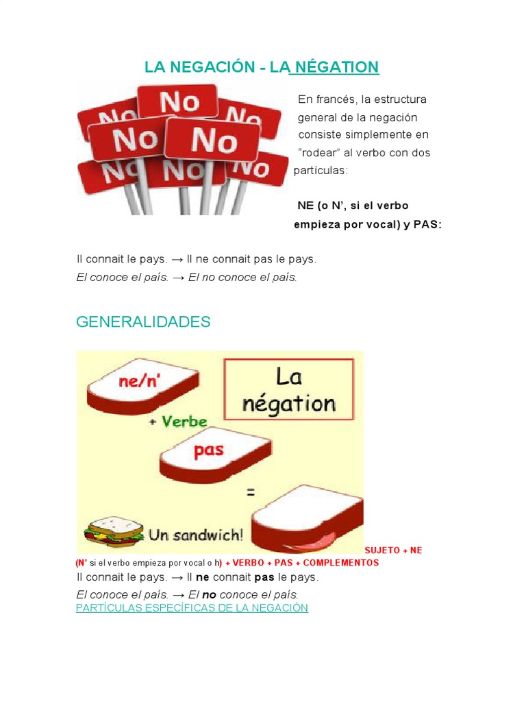 Estructura de la Negación en Francés | PDF | Artes del Lenguaje y ...