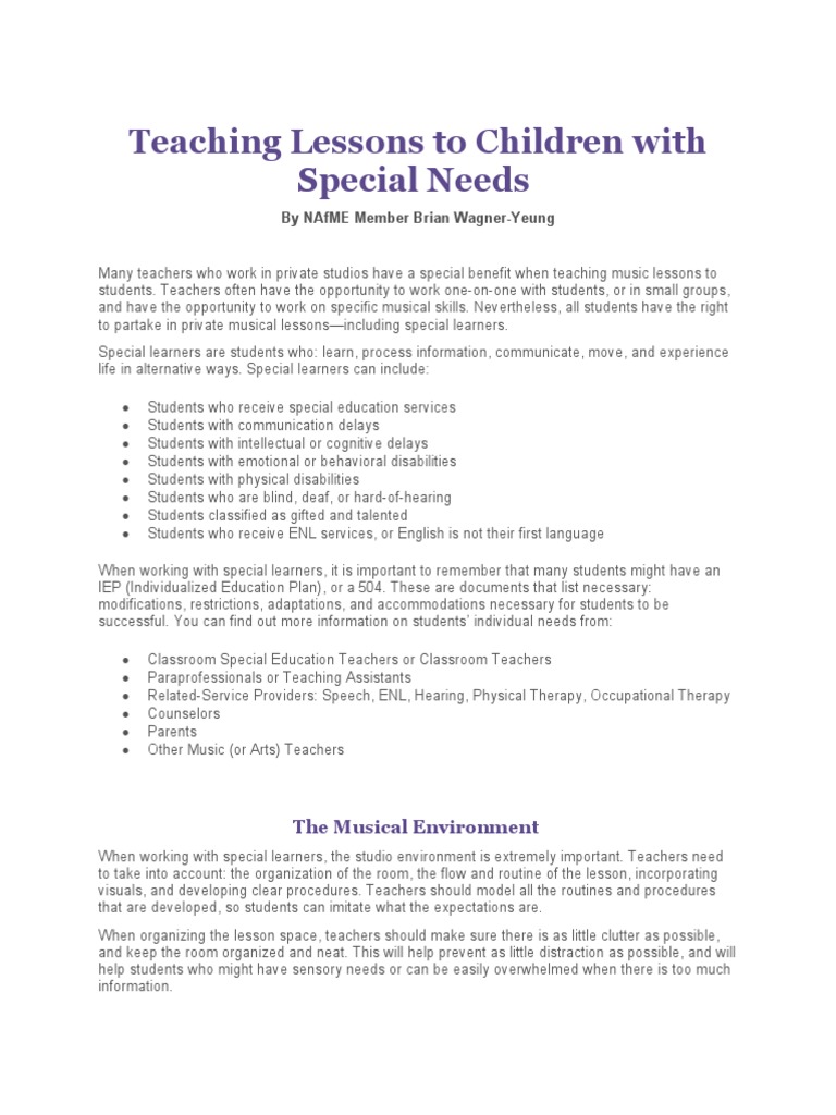 Teaching Music to Special Needs Students | PDF | Individualized ...