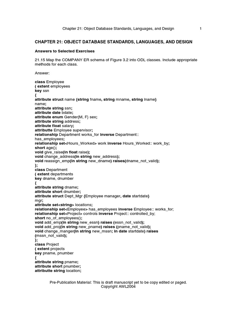 Chapter 21: Object Database Standards, Languages, and Design | PDF ...