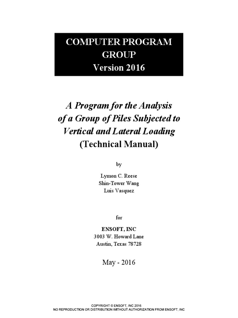 GROUP V2016 Program Technical Manual | PDF | Deep Foundation | Copyright