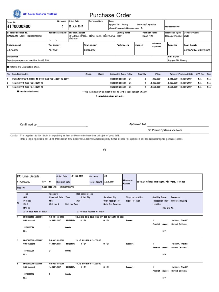 Purchase Order: Ge Power Systems Vietnam | PDF | Trade | Market (Economics)