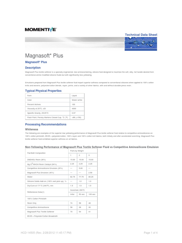 Magnasoft PLUS | PDF | Textiles | Silicone