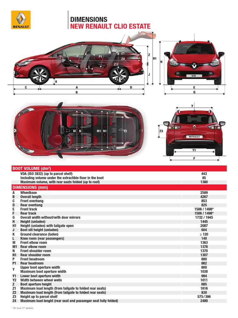 Renault Dimensions | PDF | Trunk (Car) | Automotive Technologies