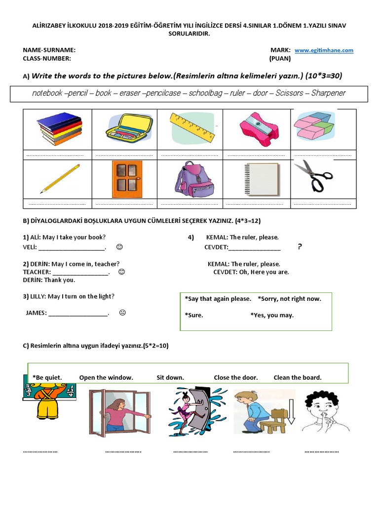 Notebook - Pencil - Book - Eraser - Pencilcase - Schoolbag - Ruler ...