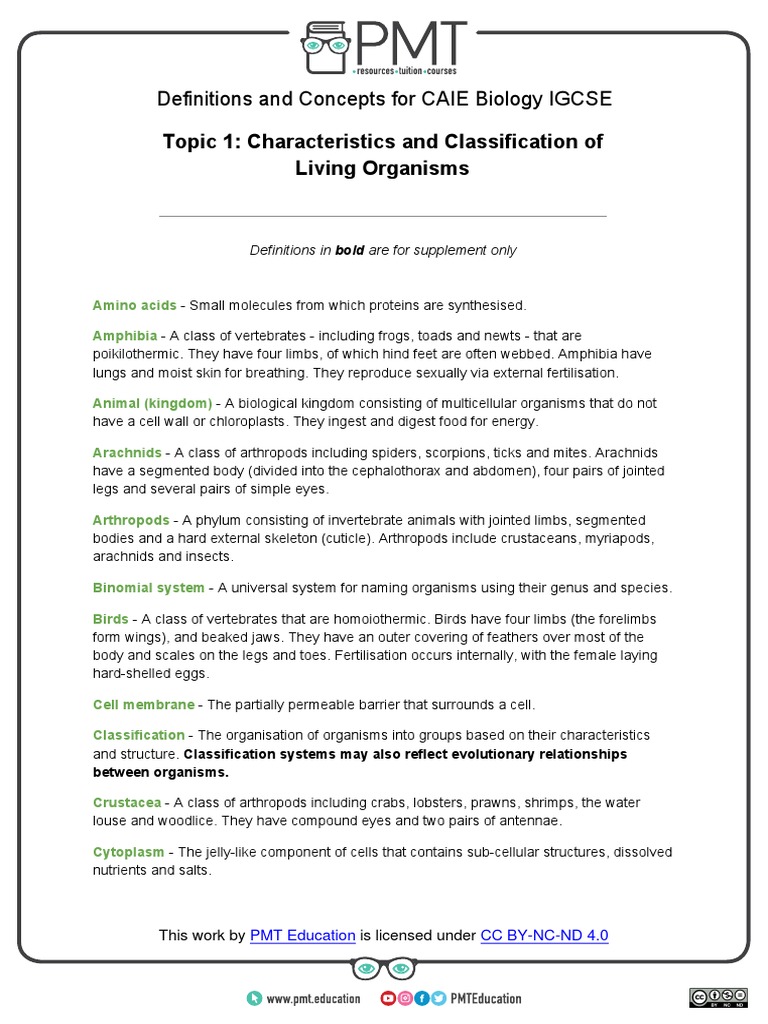 CAIE IGCSE Biology: Organism Classification | PDF | Organisms | Crustacean