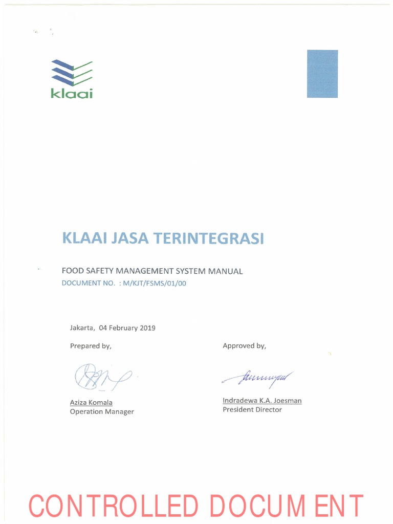 Food Safety System Management Manual | PDF