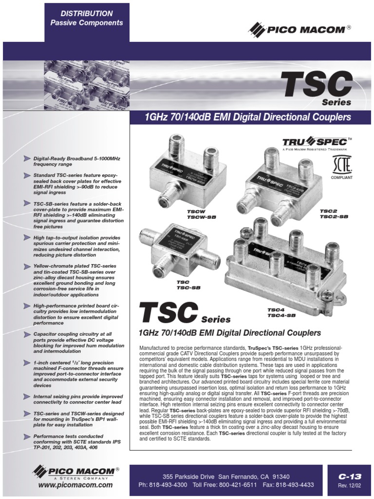 1Ghz 70/140Db Emi Digital Directional Couplers: Series | PDF ...