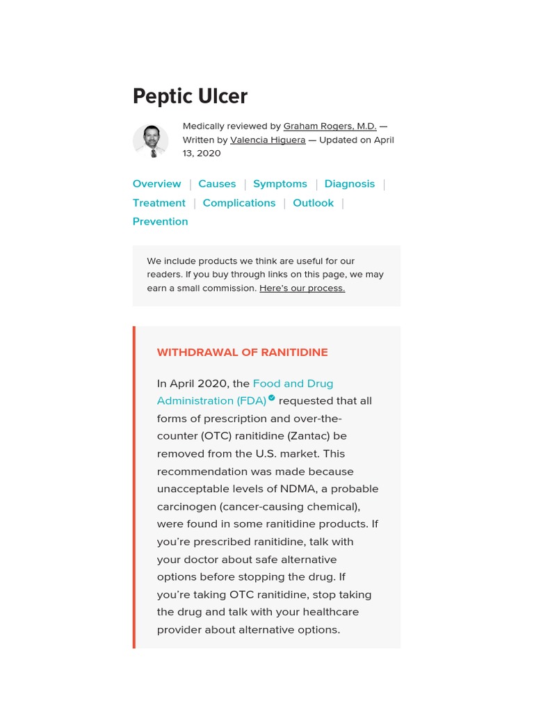 Peptic Ulcer - Causes, Treatment, and Prevention | PDF | Indigestion ...