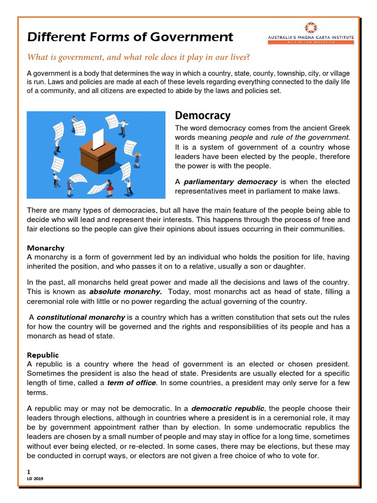 Different Forms of Government: Monarchy | PDF | Monarchy | Heads Of State