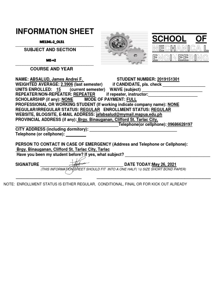 Mme Information Sheet x2 | PDF