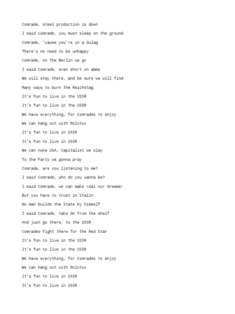 USSR Parody of YMCA Lyrics | PDF