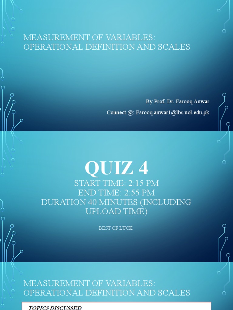 Measurement of Variables: Operational Definition and Scales | PDF ...