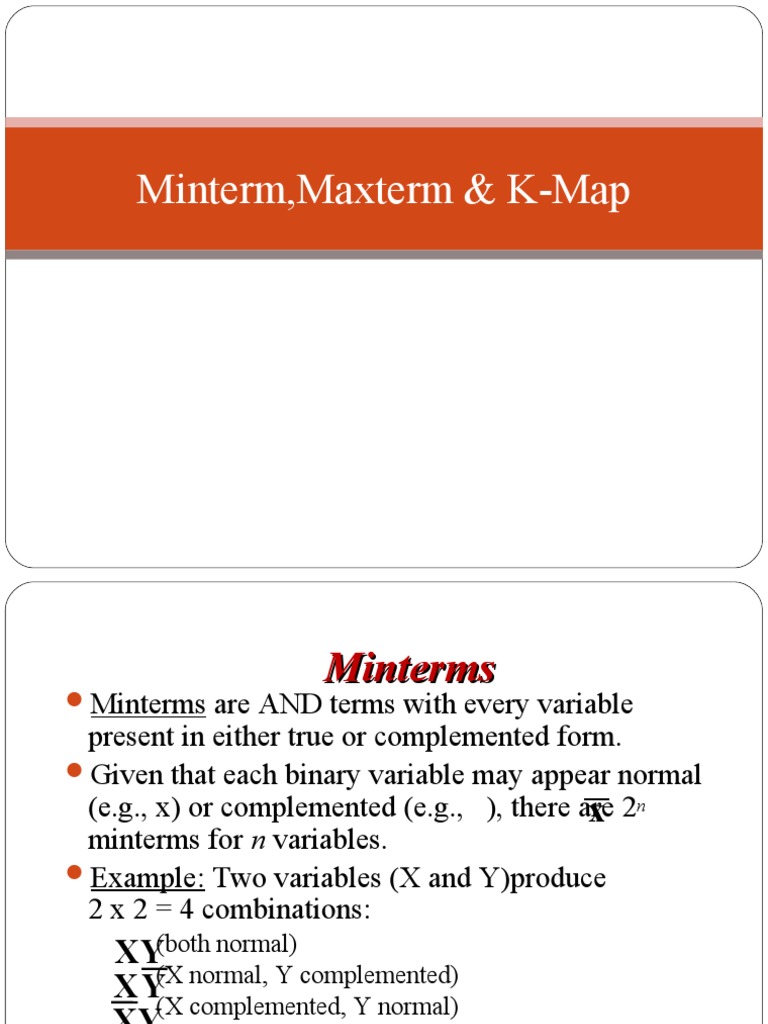 Minterm Maxterm K Map | PDF | Theory Of Computation | Boolean Algebra