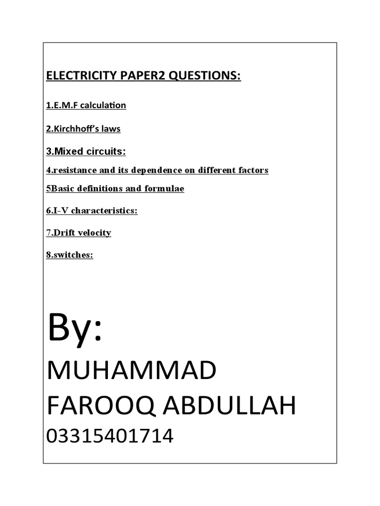 1.electricity p2 Organized Complete | PDF | Series And Parallel Circuits | Electrical Resistance ...