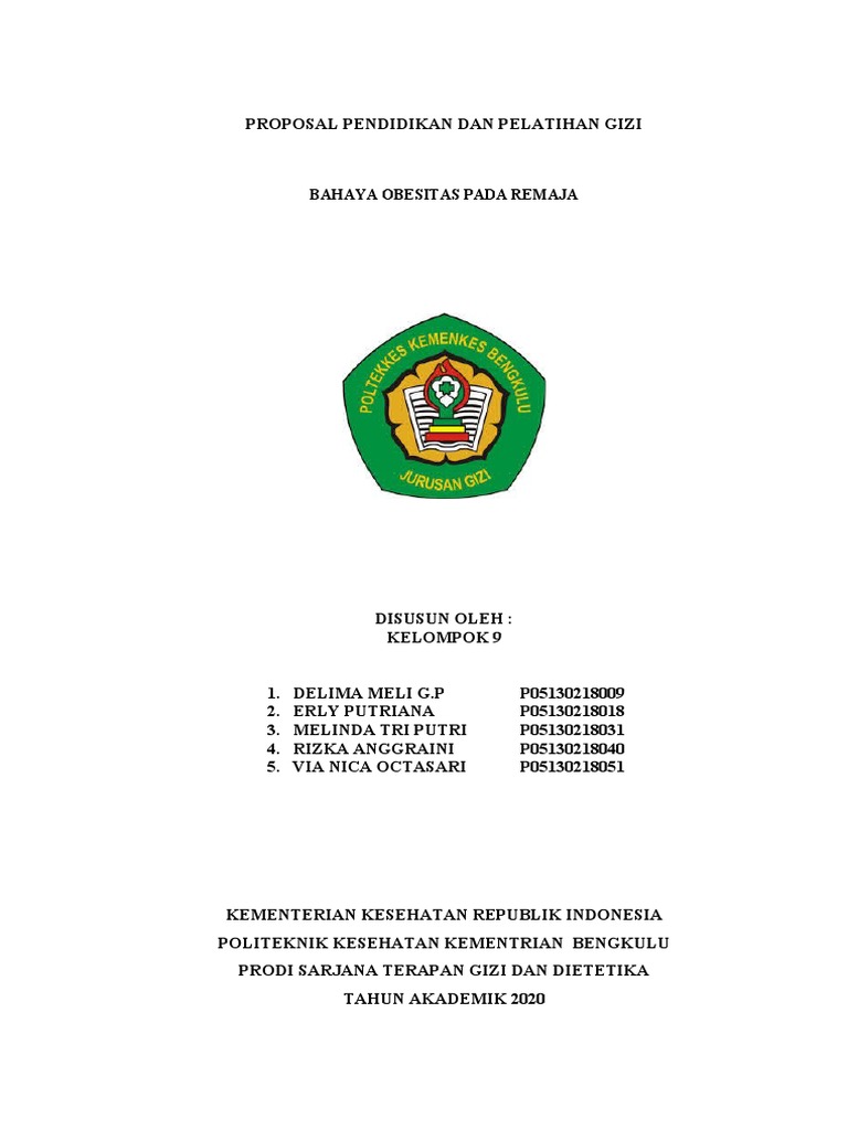 PROPOSAL PENDIDIKAN DAN PELATIHAN GIZI Baru | PDF