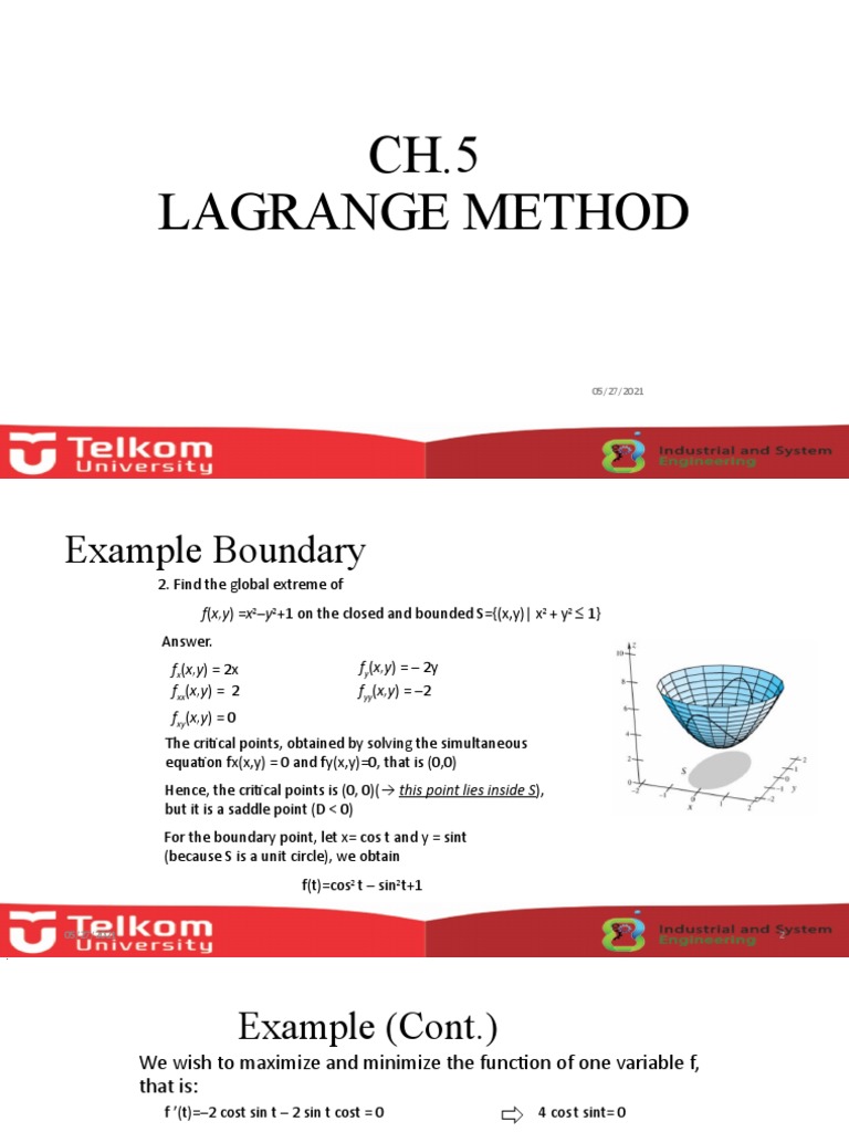 Pertemuan 9 Metode Pengali Lagrange | PDF | Maxima And Minima | Mathematical Relations