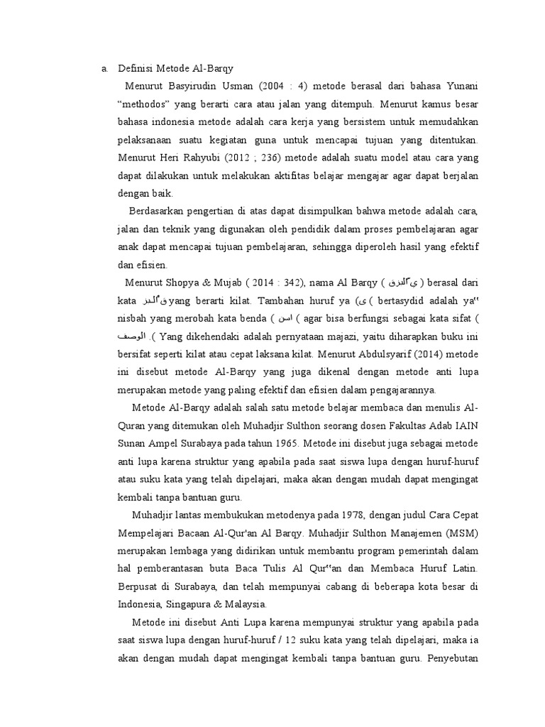 Definisi Metode Al Barqy | PDF