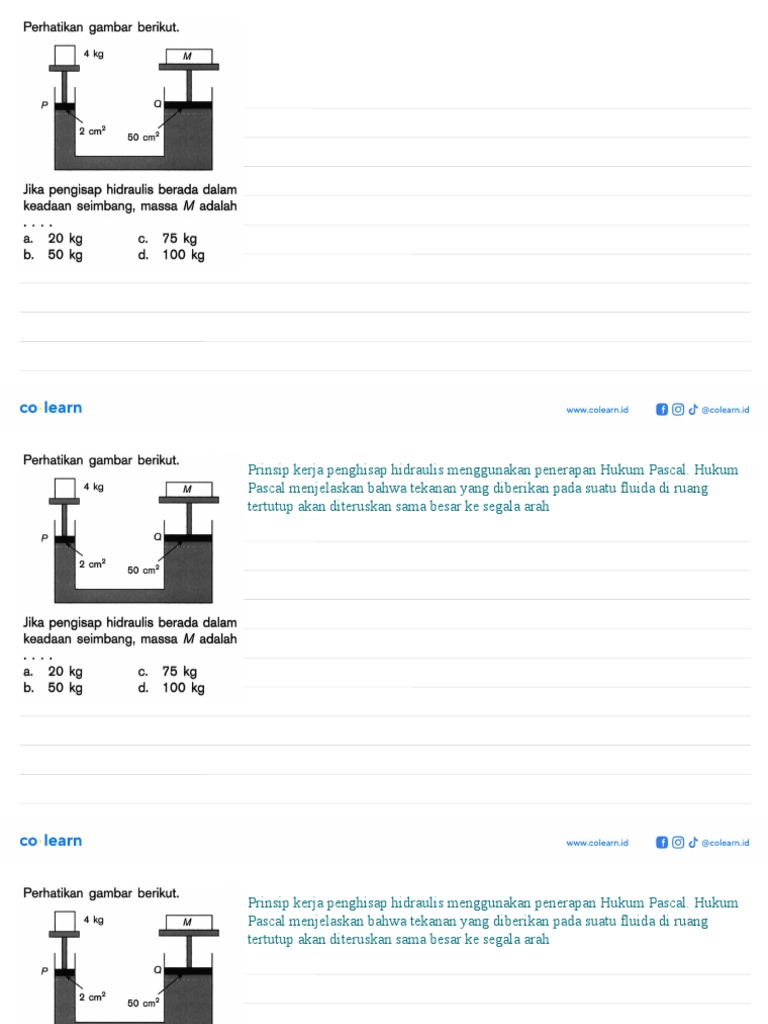 Aplikasi Hukum Pascal dalam Prinsip Kerja Penghisap Hidraulis | PDF