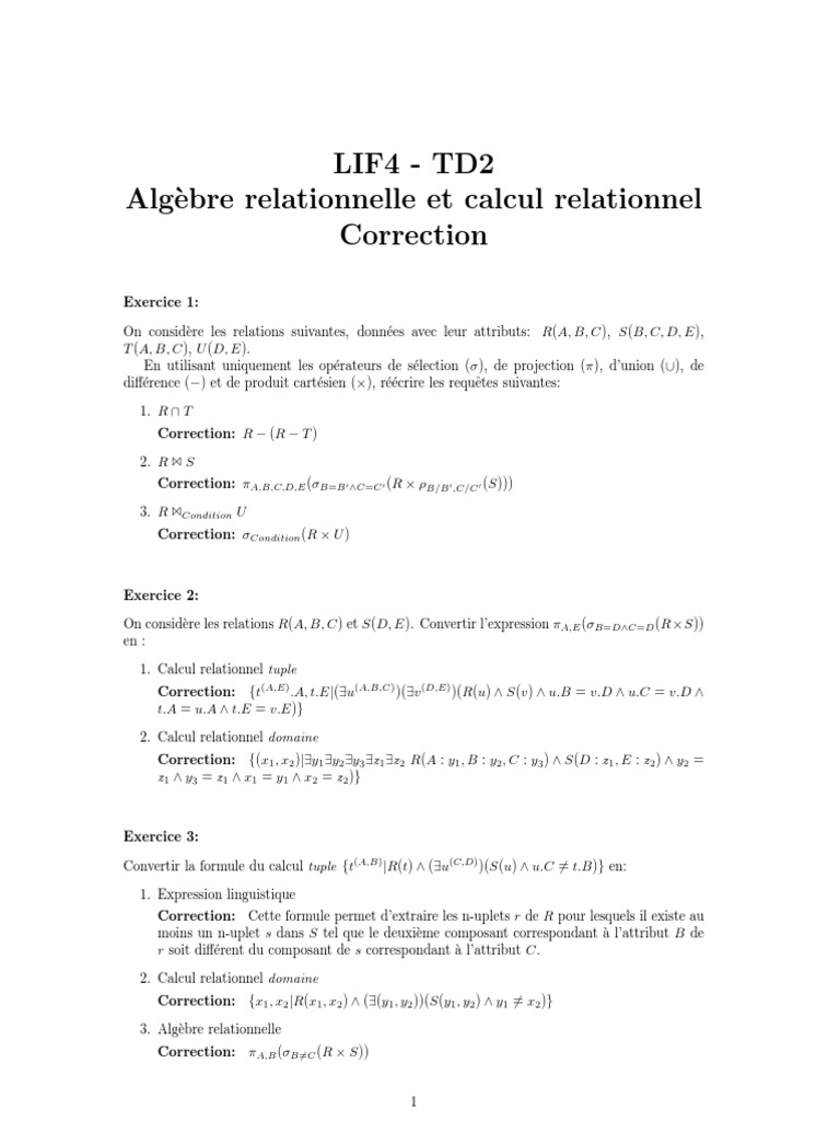 Lif4 td2 Correction | PDF | Modélisation | Modèle de données