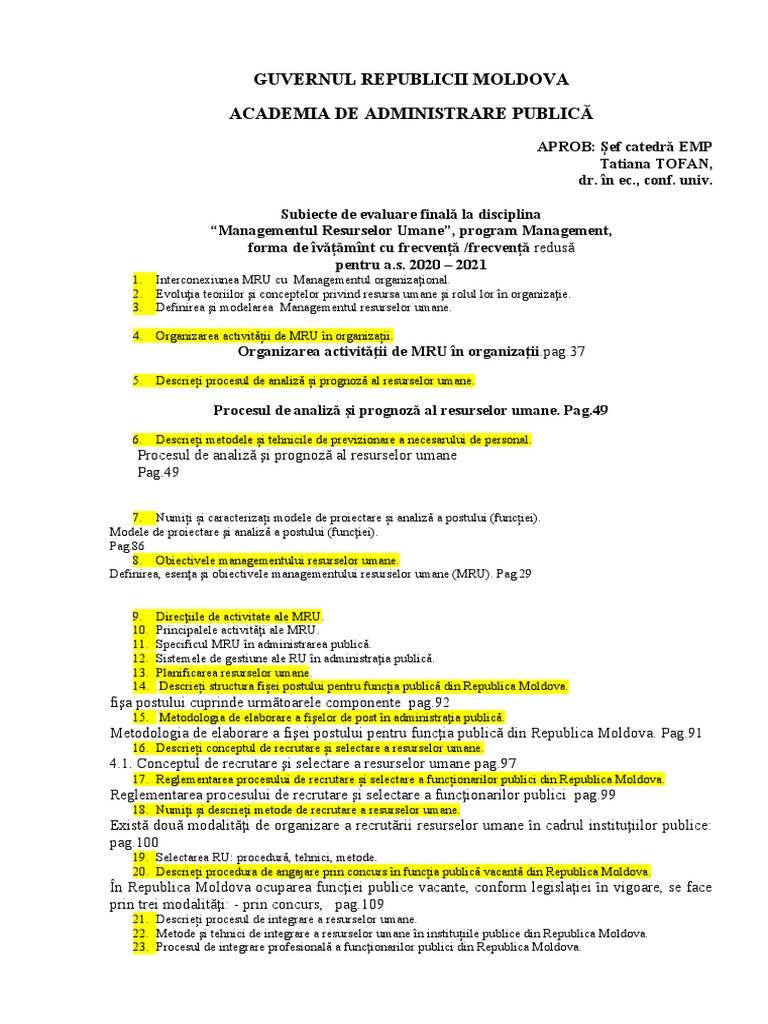 Subiecte MRU - 2020 | PDF