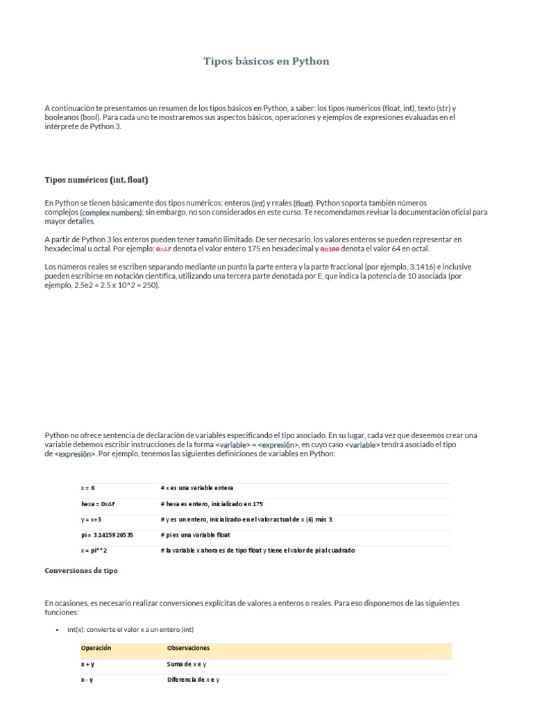 Taller Tipos Básicos en Python | PDF | Cadena (informática) | Python ...