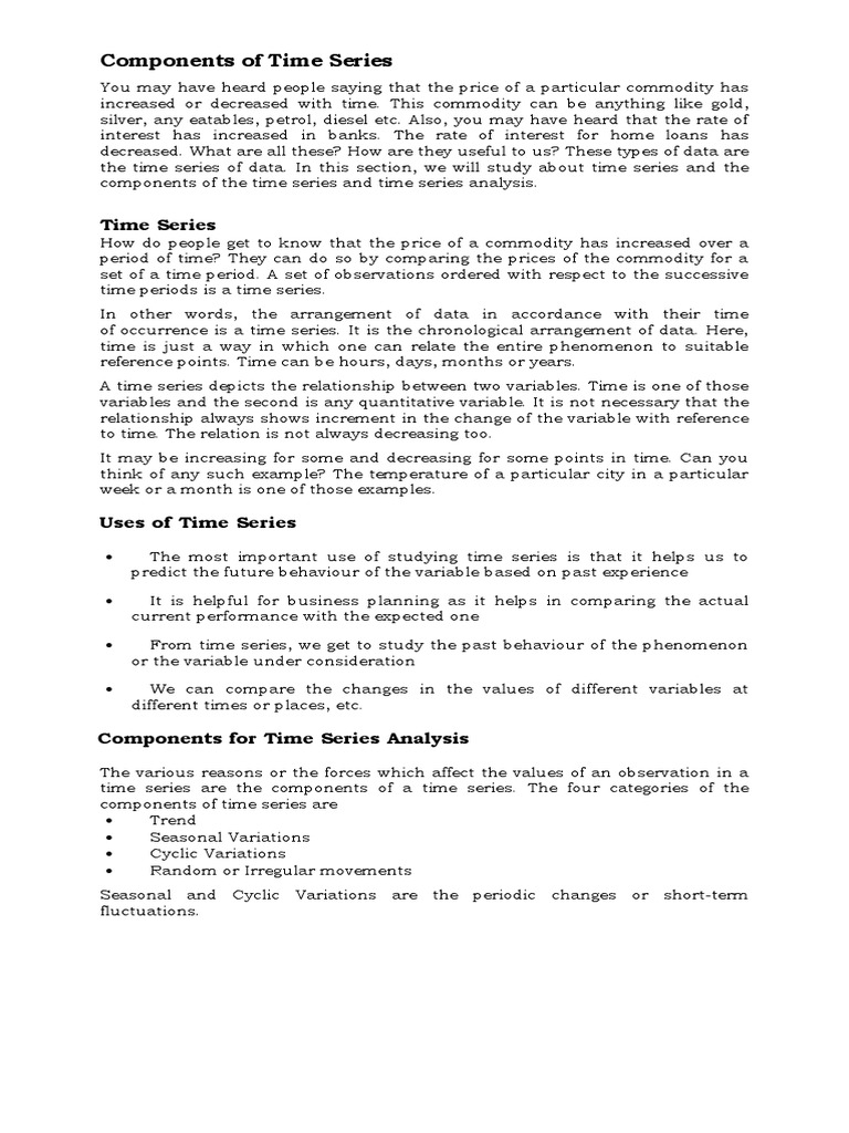 Components of Time Series Analysis | PDF | Seasonality | Time Series