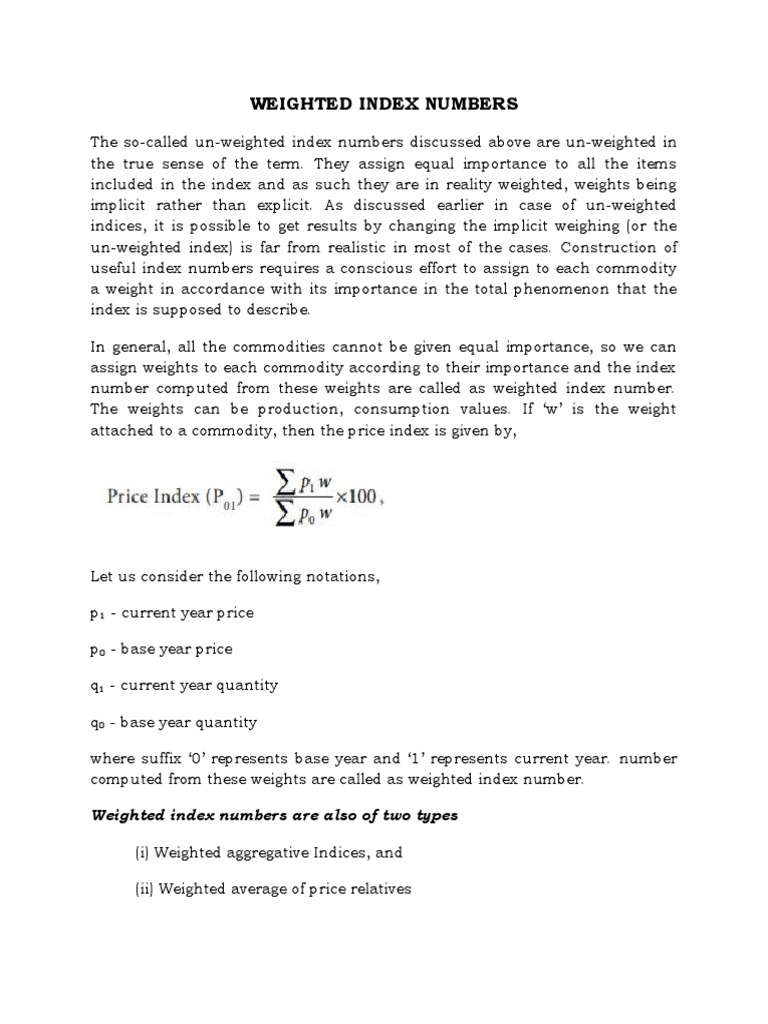 Weighted Index Numbers Are Also of Two Types | PDF | Price Indices ...