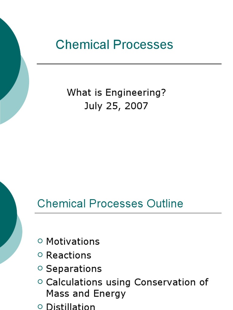 Chemical Engineering Processes Overview | PDF | Distillation | Phase ...