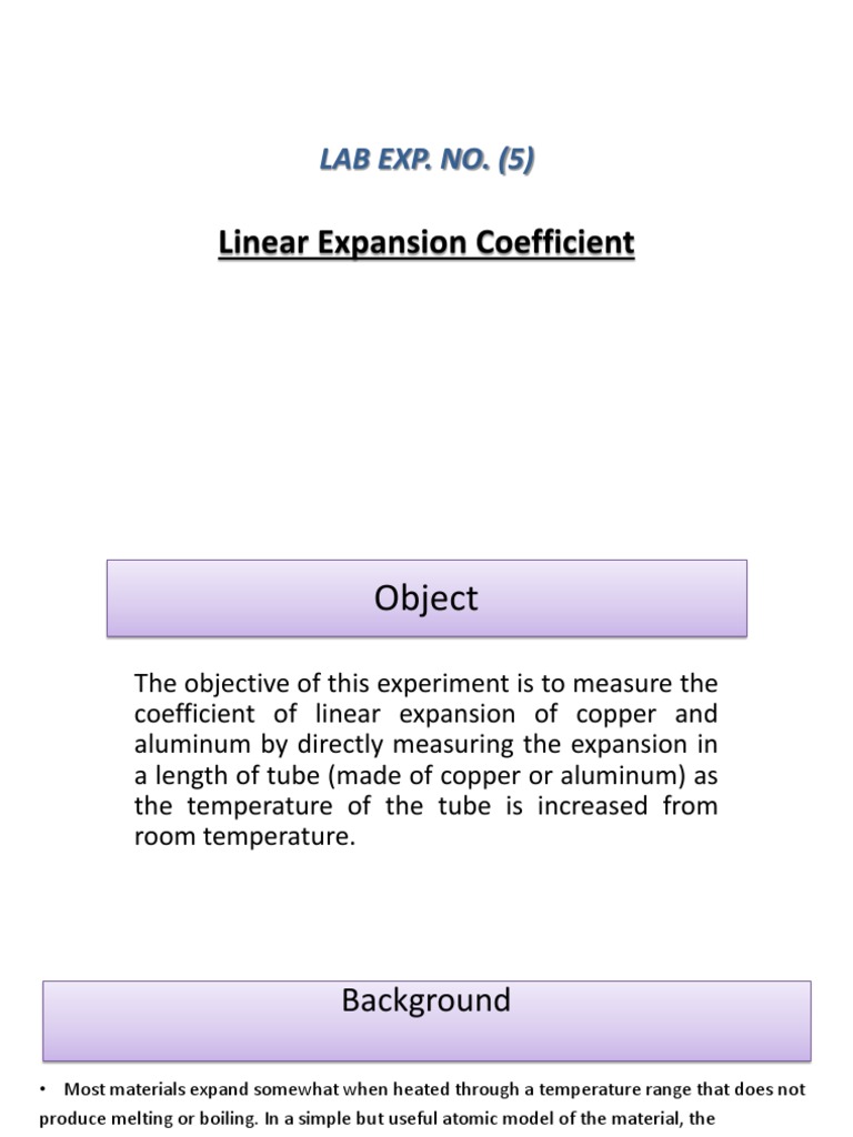 Lab Exp. No. (5) : Linear Expansion Coefficient | PDF | Thermal ...