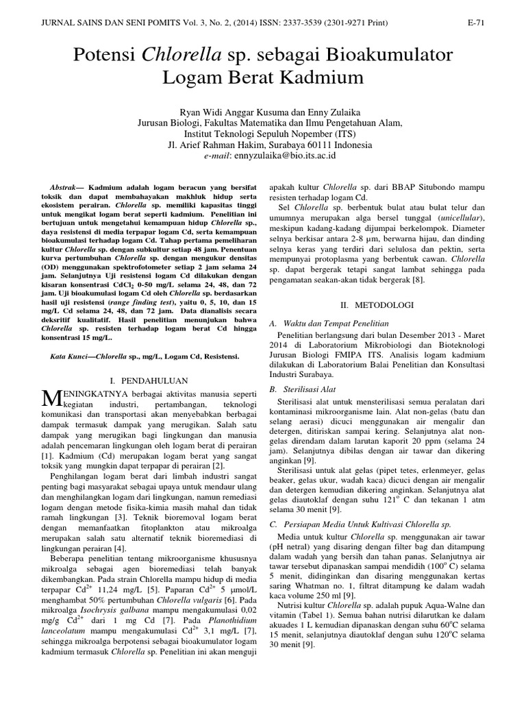Potensi Chlorella sp. dalam Bioakumulasi Cd | PDF | Sains & Matematika