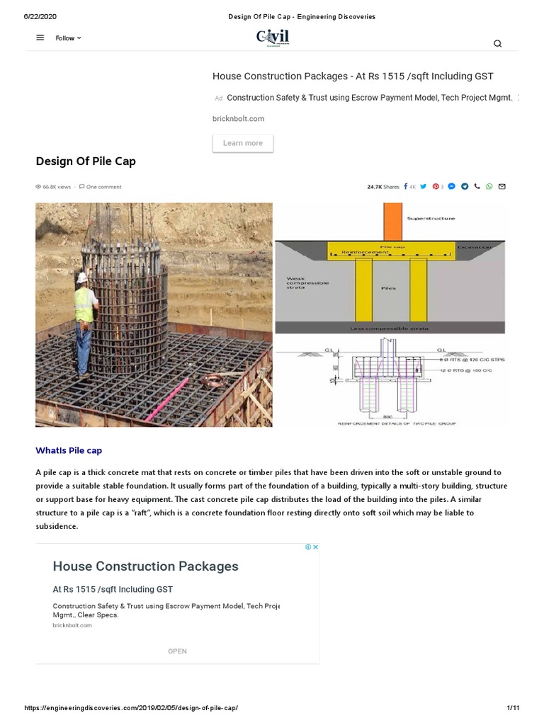 Design of Pile Cap Example | PDF | Deep Foundation | Deformation ...