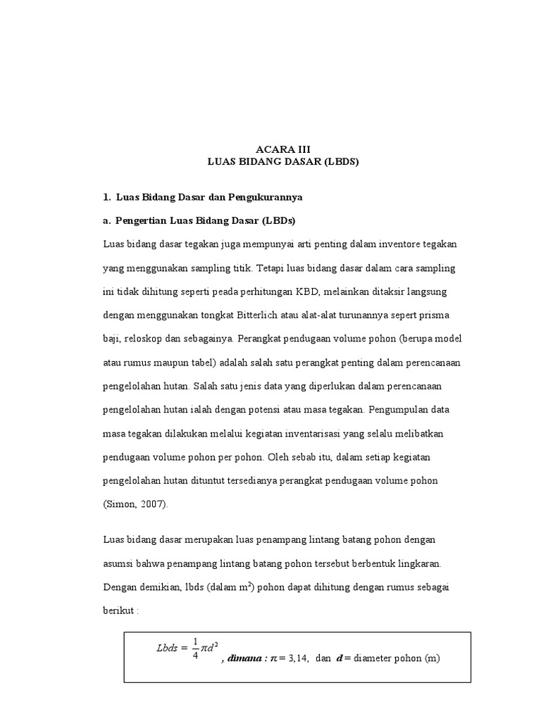 LBDs Dan Volume Pohon | PDF