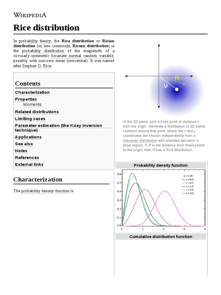 Rice Distribution | PDF | Statistical Theory | Probability Theory
