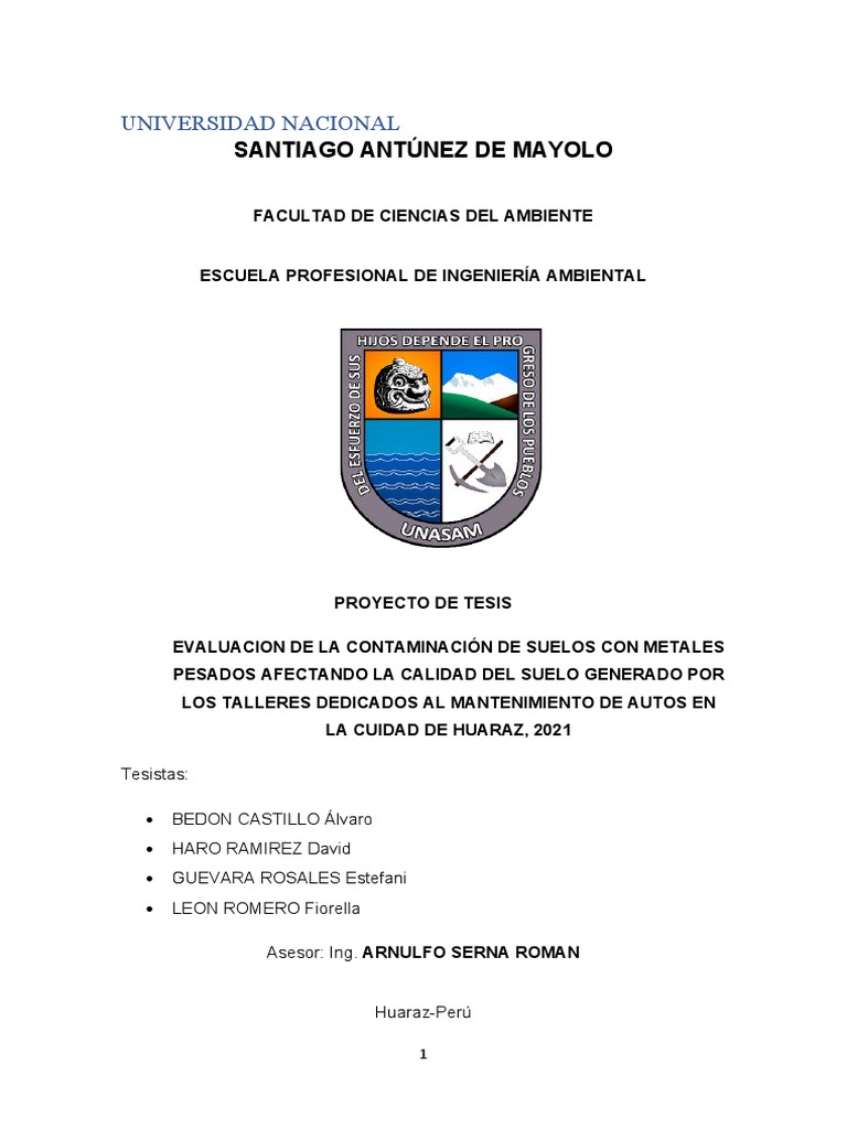 Contaminacion de Suelos-Tesis Grupal | PDF | Contaminación | Cadmio