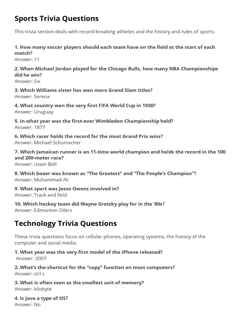 New Trivia Questions | PDF | Deities