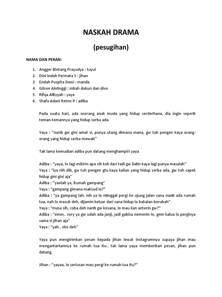 Naskah Drama SBK Pesugihan | PDF