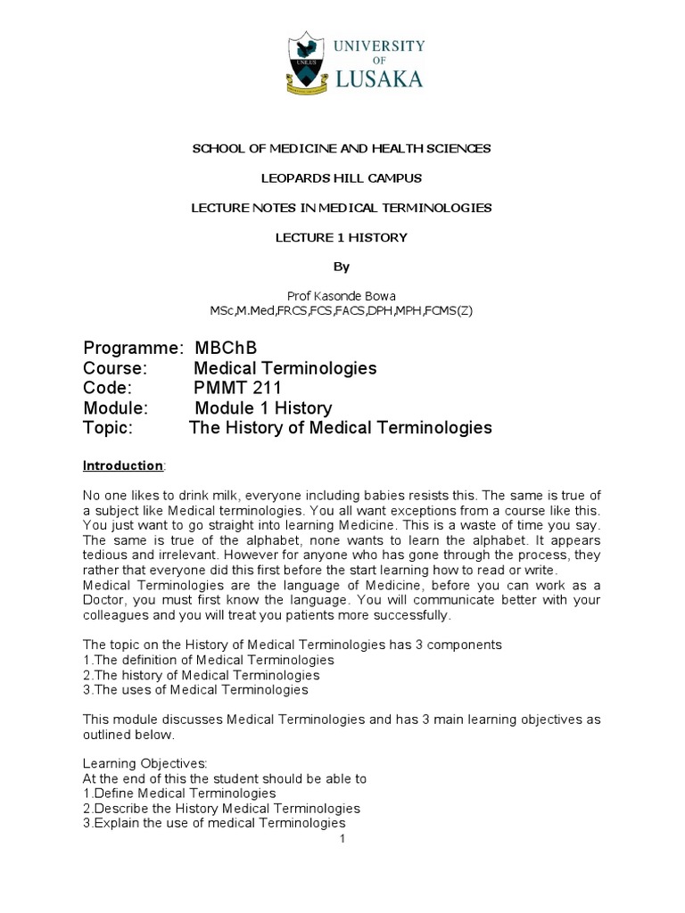 History of Medical Terminology | PDF | Medicine | Science