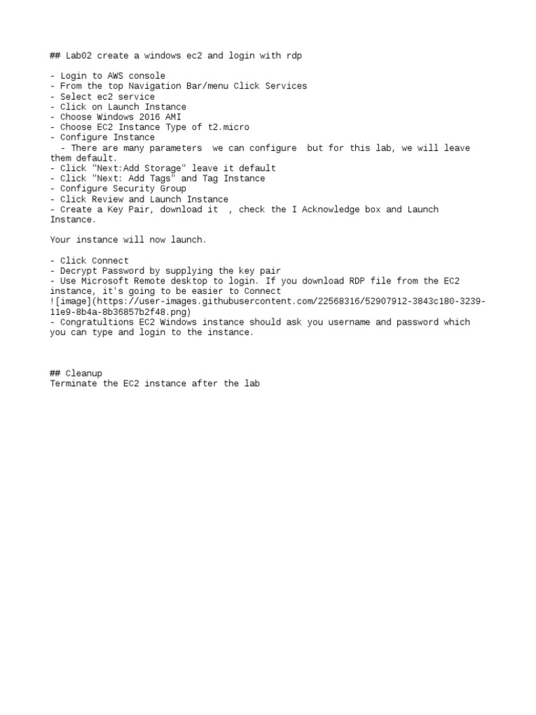 Lab02 Create Windows Ec2 and RDP | PDF