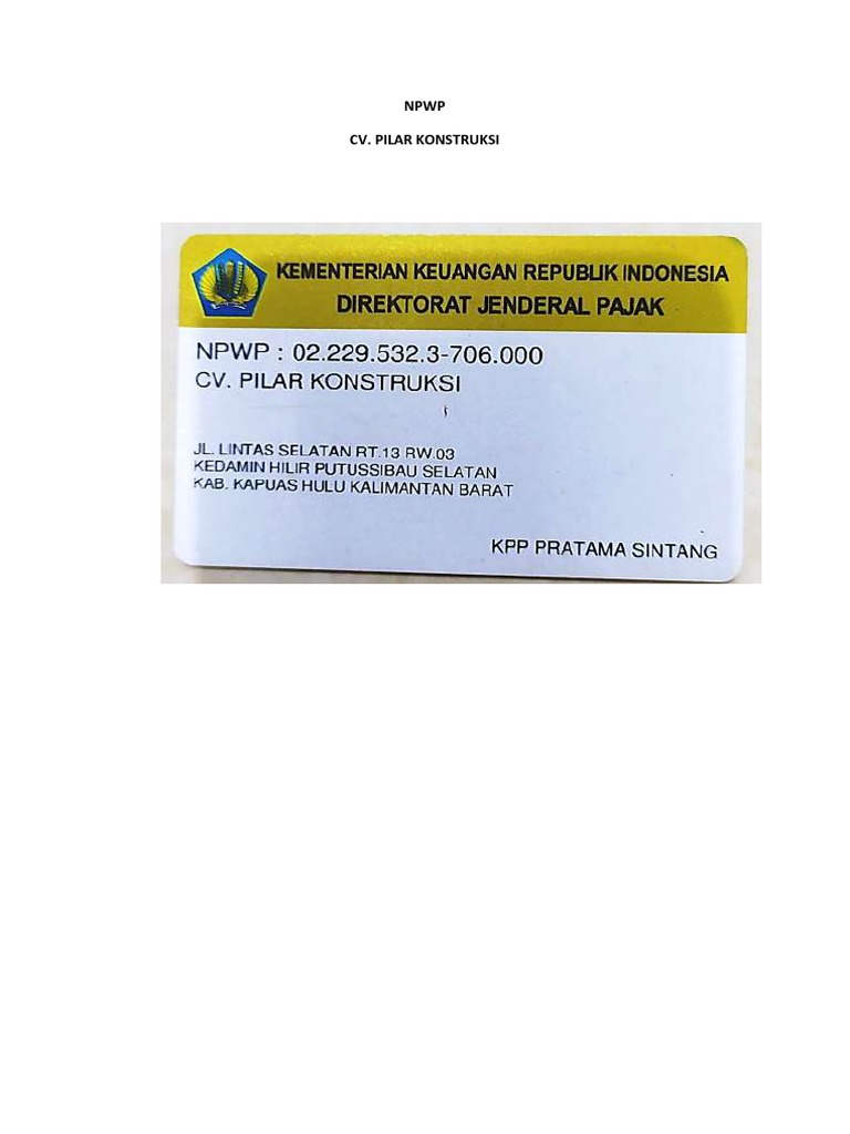 NPWP Perusahaan | PDF