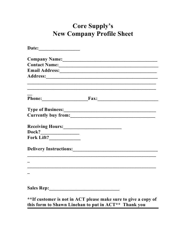 New Company Profile Form | PDF