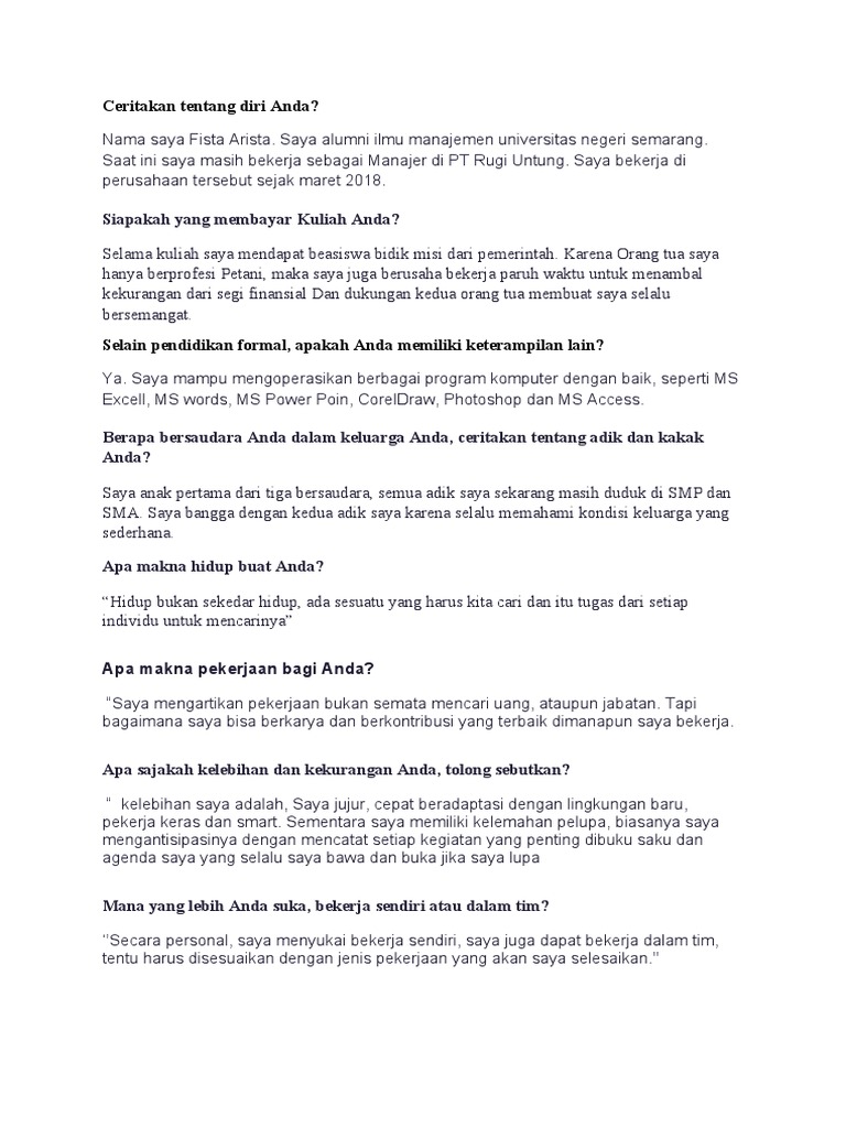 Contoh Teks Wawancara Kerja | PDF
