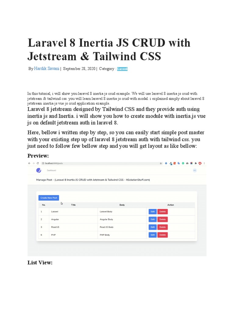 Laravel 8 Inertia JS CRUD With Jetstream | PDF | Information Technology ... Laravel 8 Inertia JS CRUD With Jetstream | PDF | Information Technology ...